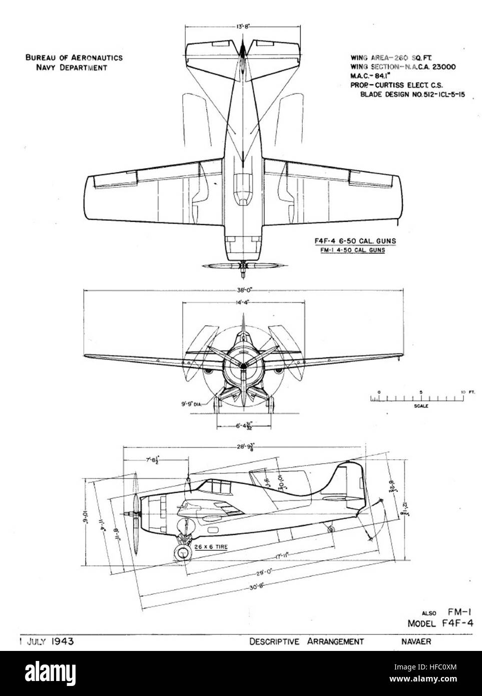 Grumman F4F-4 BuAer line drawings 1943 Stock Photo - Alamy