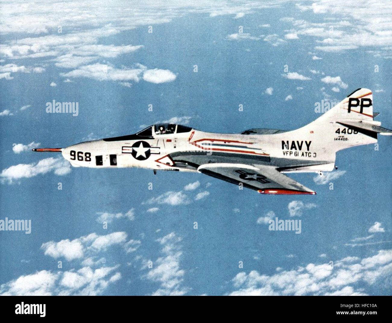 Grumman F9F-8P Cougar of VFP-61 in flight c1957 Stock Photo - Alamy