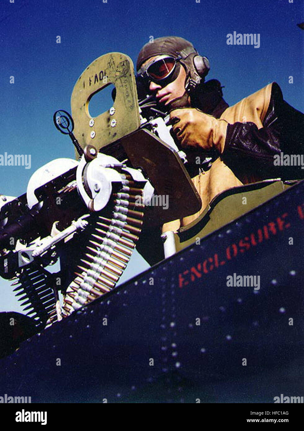 Gunner of SBD with Browning machine guns 1943 Stock Photo - Alamy