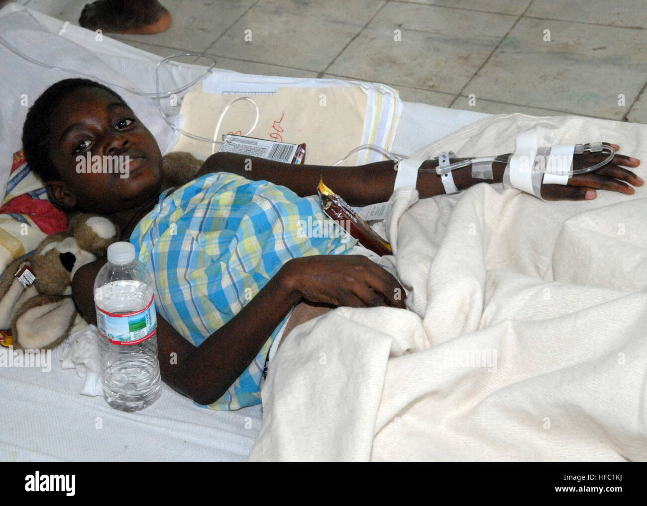 A boy recovers from his injuries at the Milot hospital that is being ...