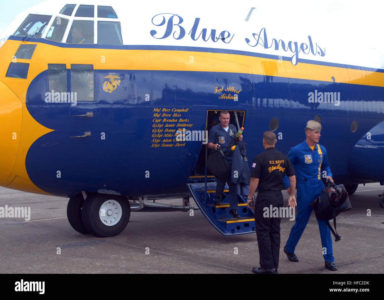 The Navy's Blue Angels Maintenance Support Crew debarks the Lockheed ...