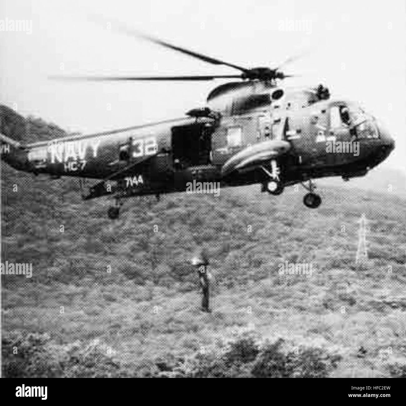 HH-3A HC-7 practicing rescue of aviator Stock Photo - Alamy