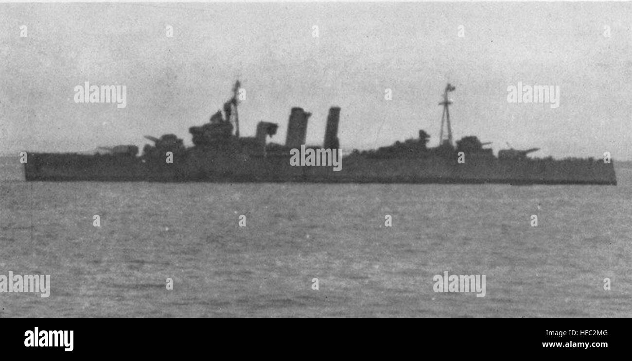 HMAS Australia (D84), a Royal Australian Navy heavy cruiser, sustained ...