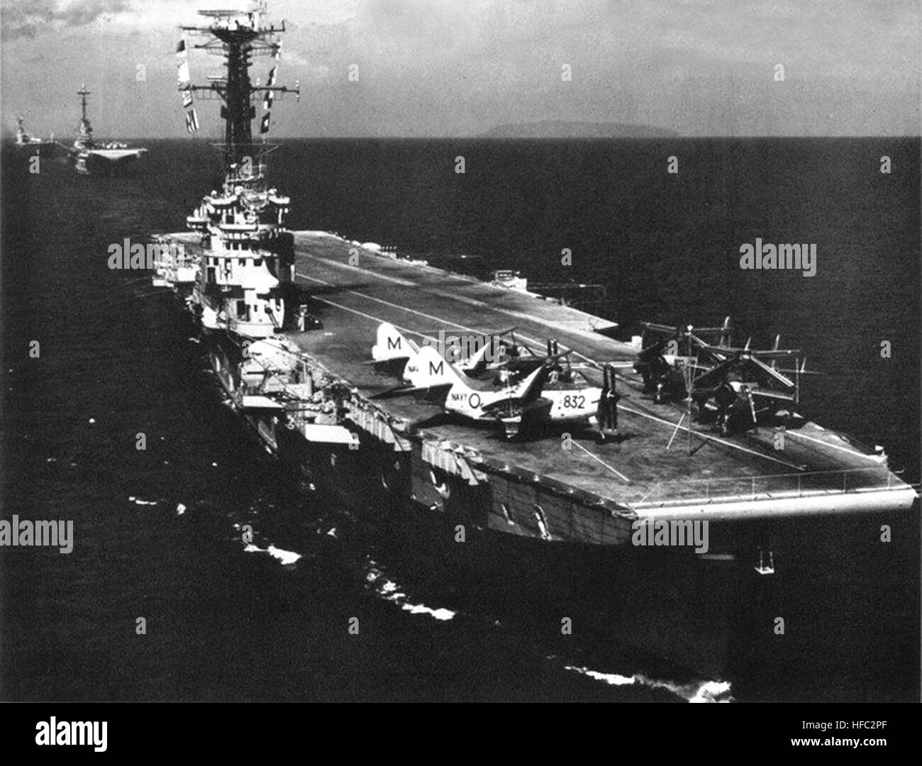 HMAS Melbourne (R21) leads USS Bennington (CVS-20) and HMS Ark Royal ...