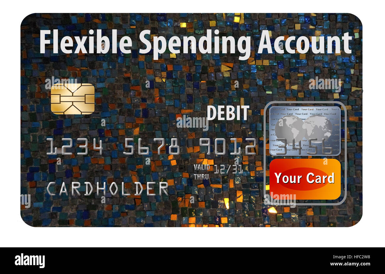 Flexible Spending Account debit card that is a mock card is seen here ...