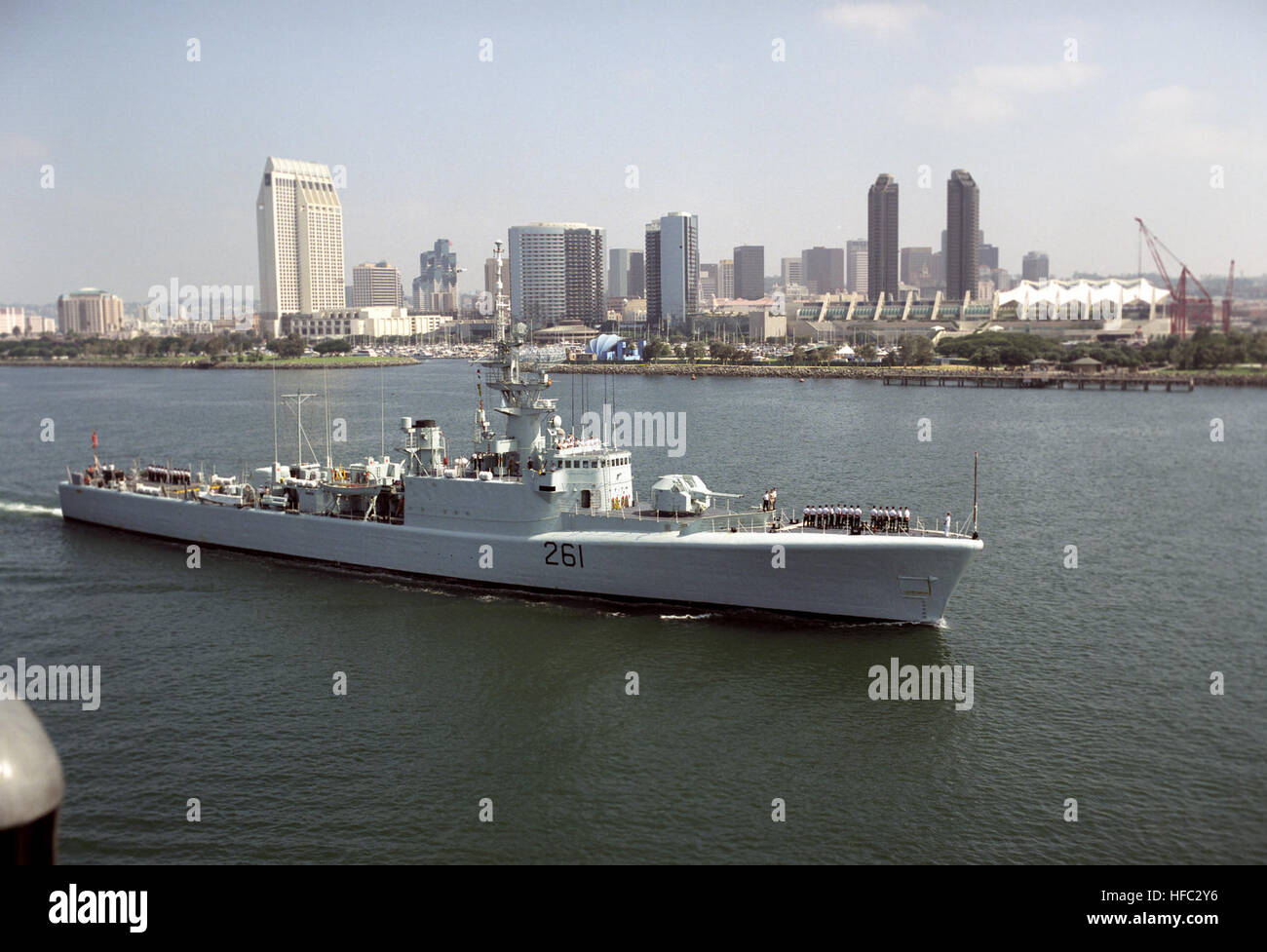 The starboard view of the Royal Canadian Navy (RCN) MacKenzie Class ...