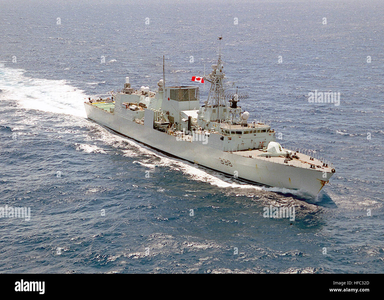 Starboard bow view of the Canadian frigate Her Majesty?s Canadian Ship ...