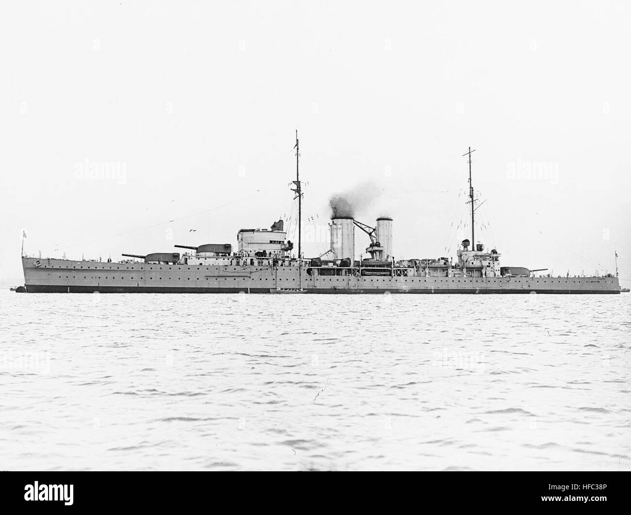HMS Exeter (68) at anchor in the 1930s Stock Photo - Alamy
