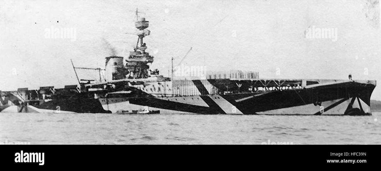 HMS Furious, a British aircraft carrier from World War II, shown in ...