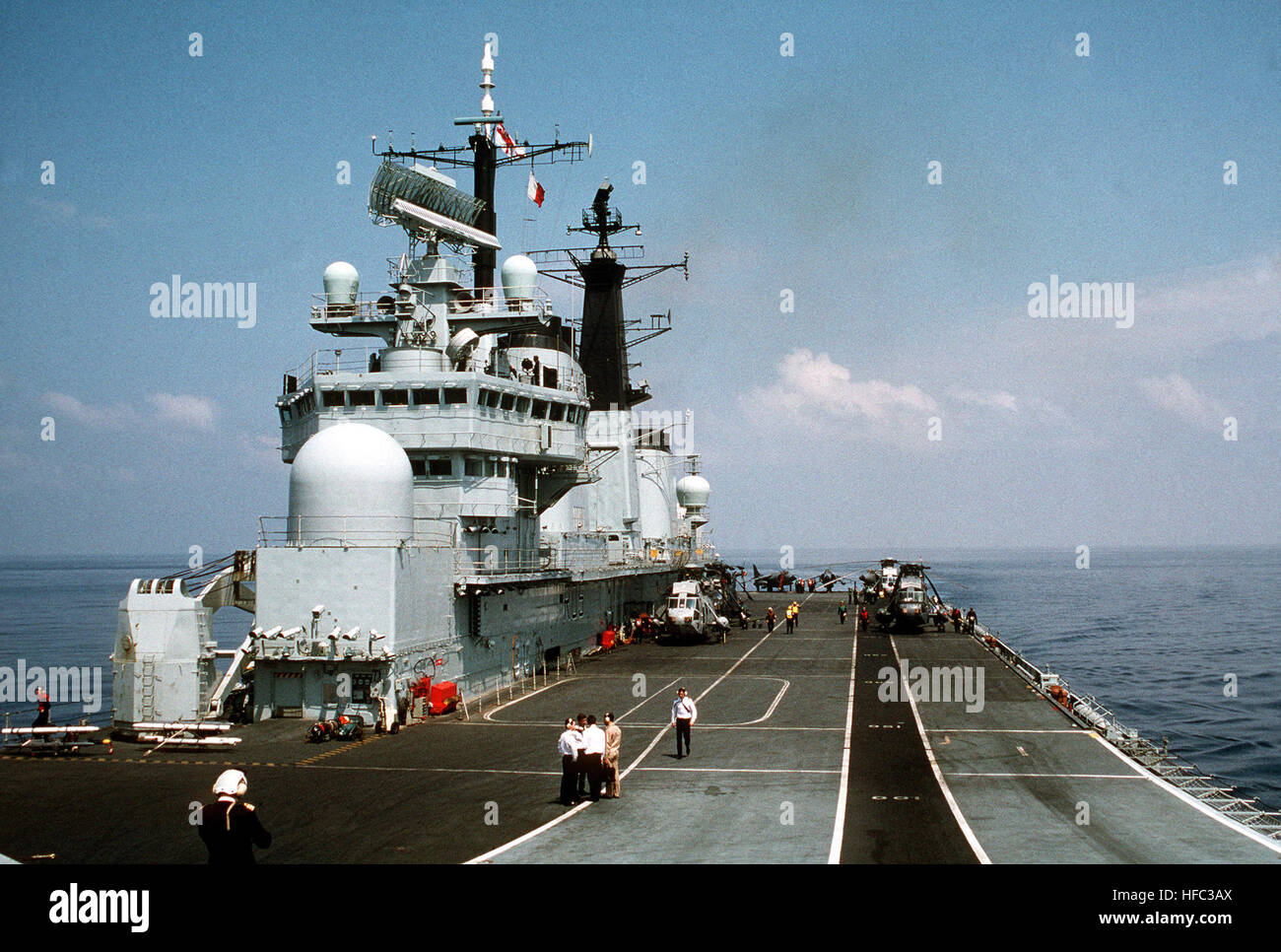 An overview of the flight deck of the British light aircraft carrier ...
