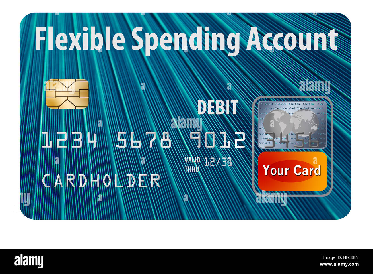 Flexible Spending Account debit card that is a mock card is seen here ...