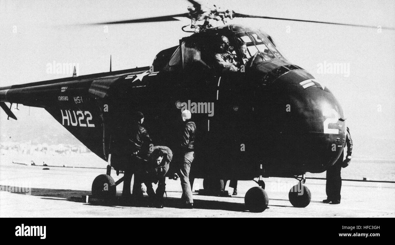 An HO4S-3 helicopter from Helicopter Squadron 1 (HS-1) operates aboard ...