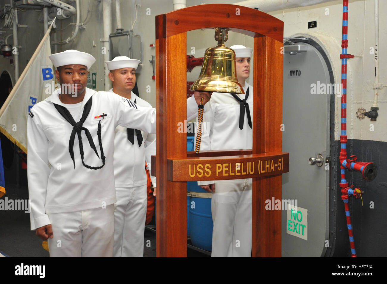 Seaman Jaime Watson rings aboard distinguished visitors prior to a ...