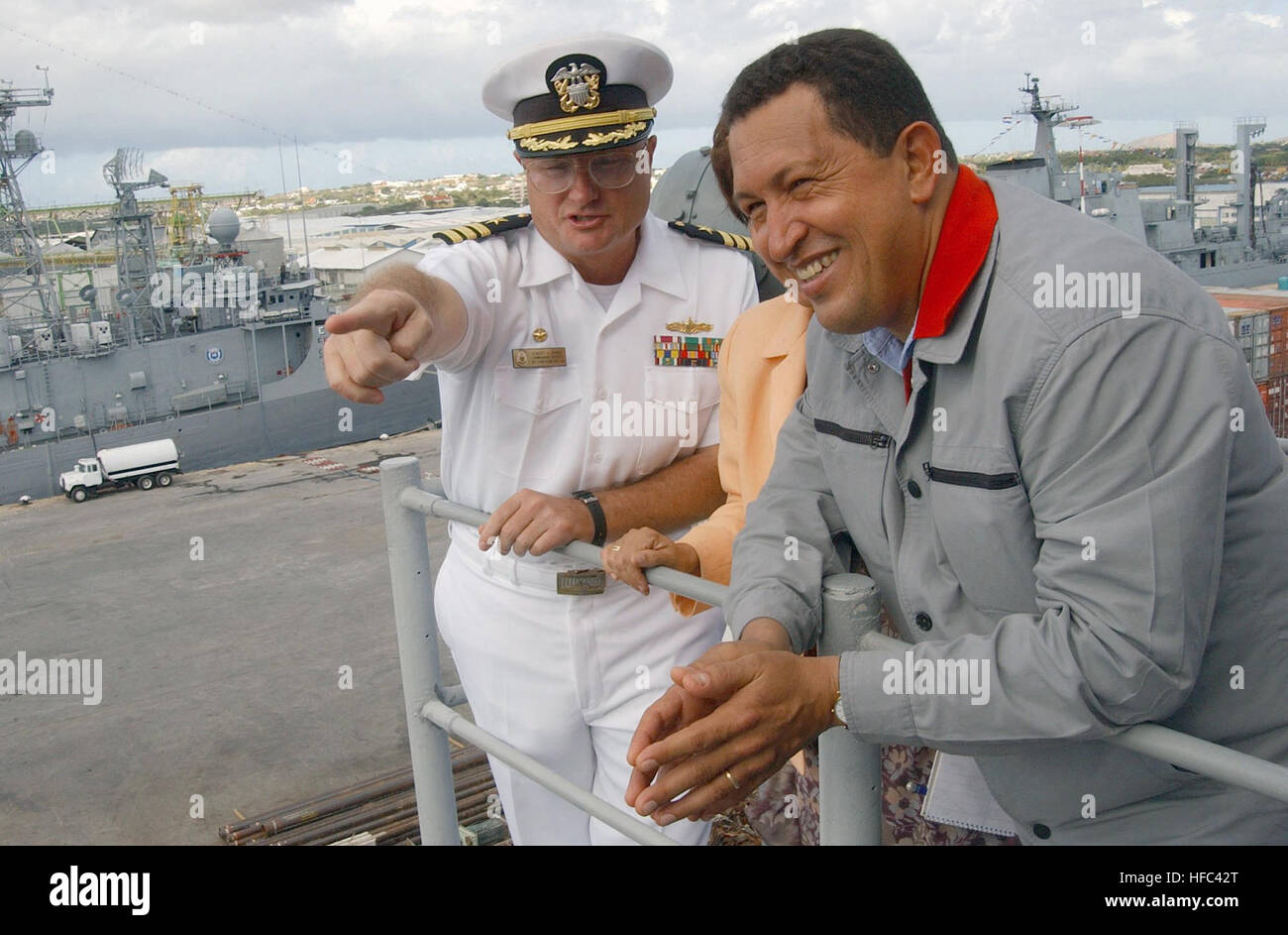 US Navy (USN) Commander (CDR) Robert S. Kerno (left), Commanding ...