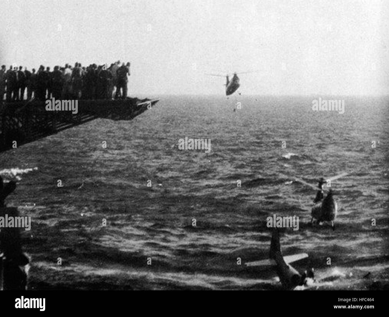 HUP-2s of HU-2 rescue crew of crashed Skyraider off USS Coral Sea (CVA ...