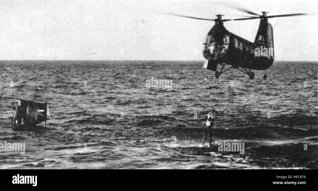 HUP Retriever rescues crewmember of crashed aircraft c1956 Stock Photo ...