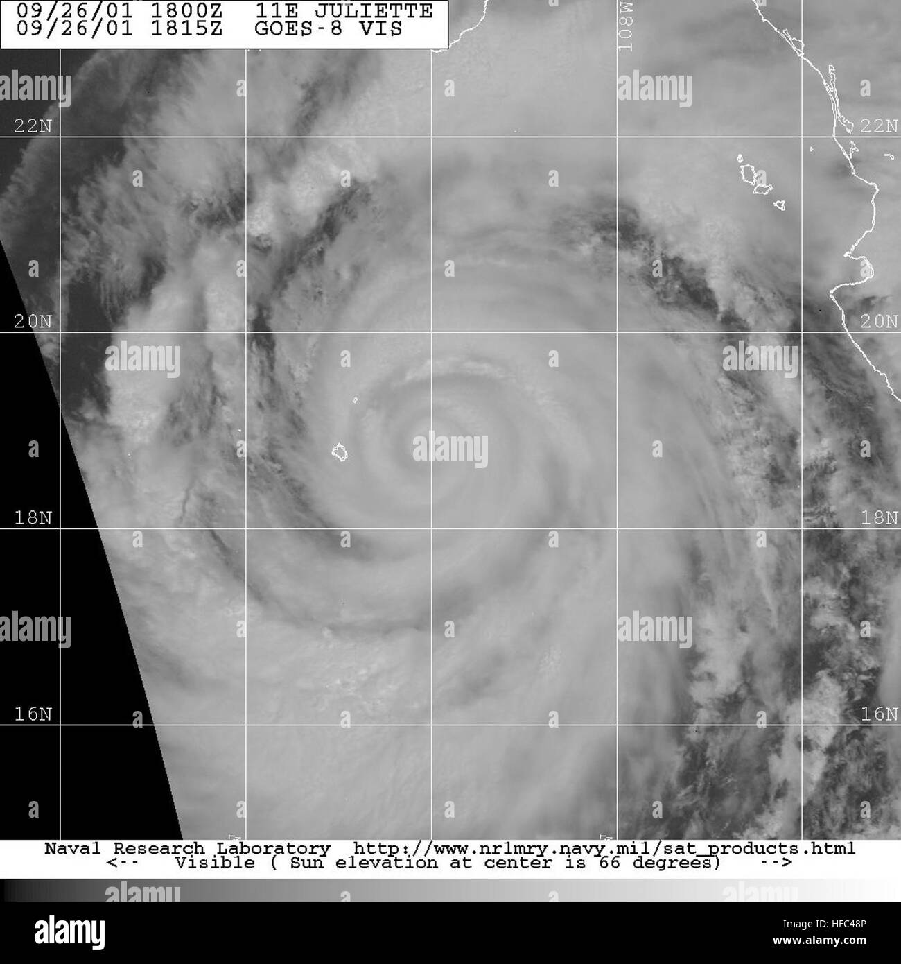 Hurricane Juliette 2001-09-26 1815Z Stock Photo - Alamy