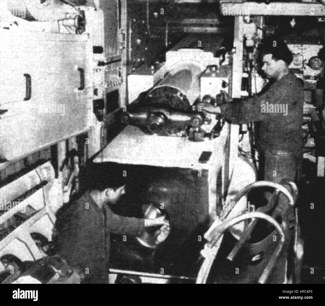 Inside of gun turret of German cruiser Prinz Eugen in 1946 Stock Photo ...