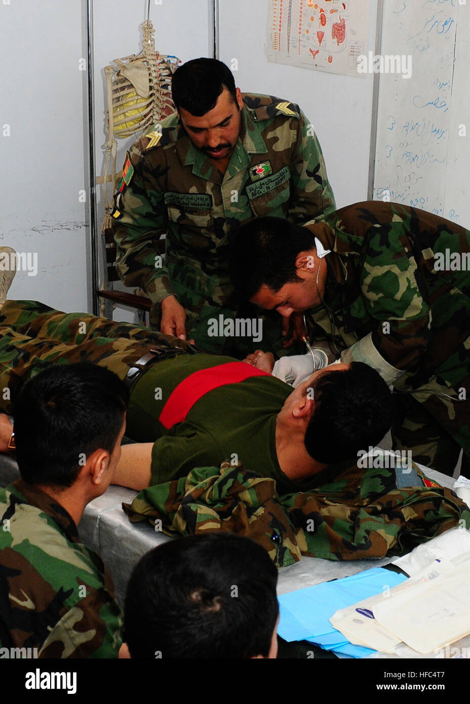 Two Afghan National Army soldiers participating in the Combat Medic ...