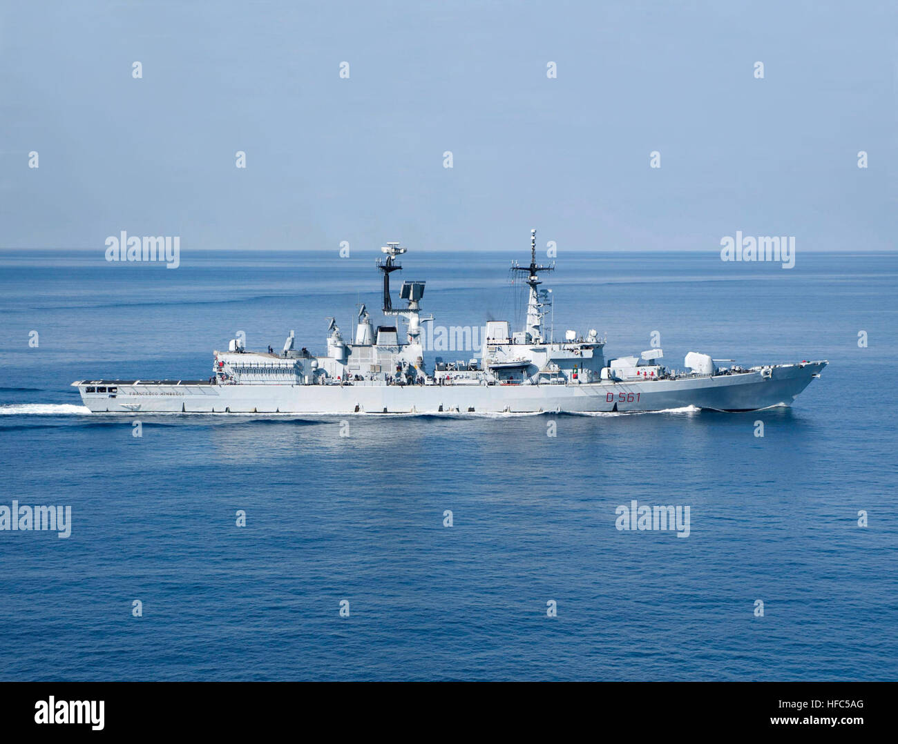 Italian destroyer Francesco Mimbelli (D561) stbd side 2013 Stock Photo ...