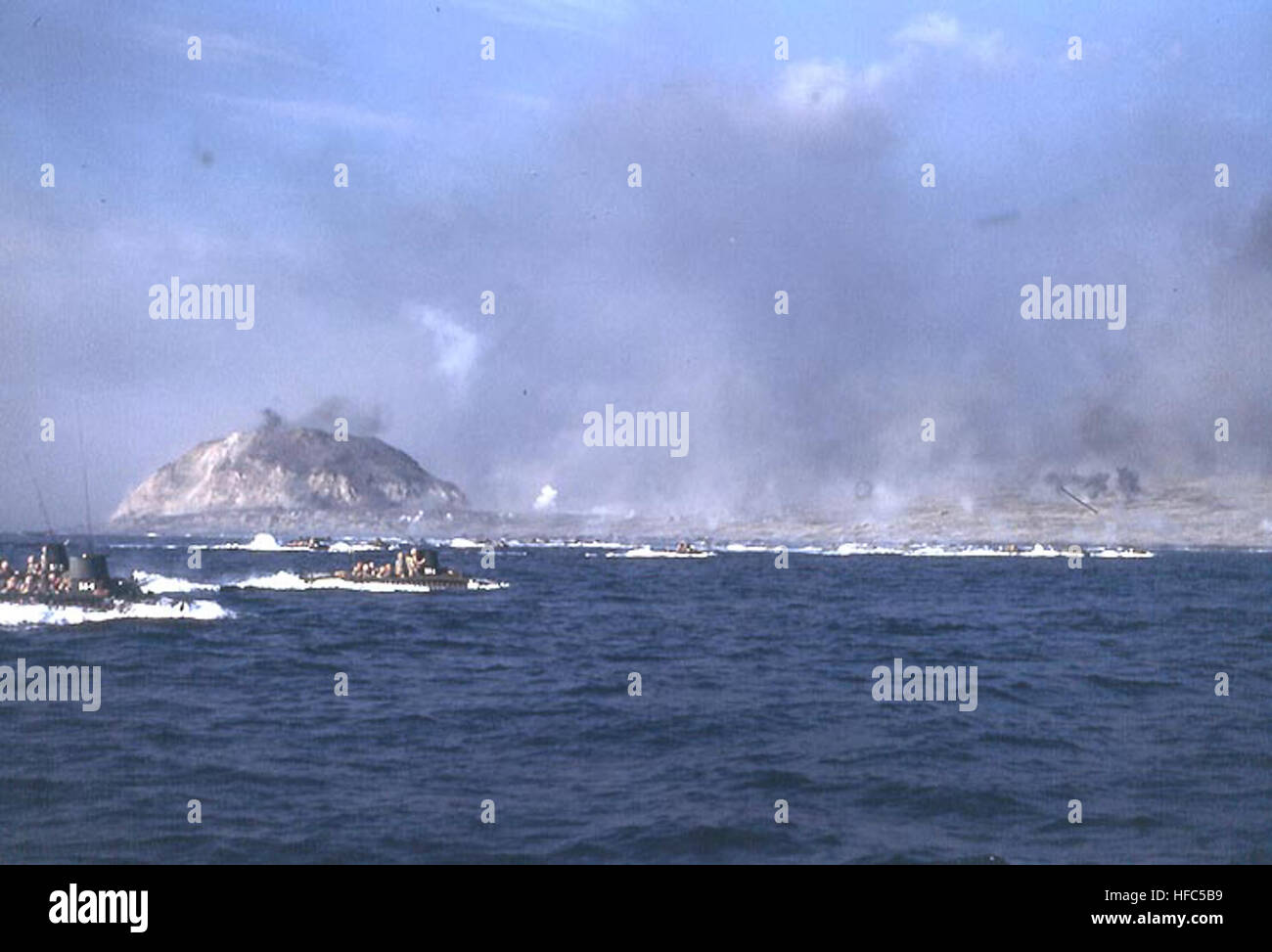 Iwo Jima landing color USN Stock Photo - Alamy