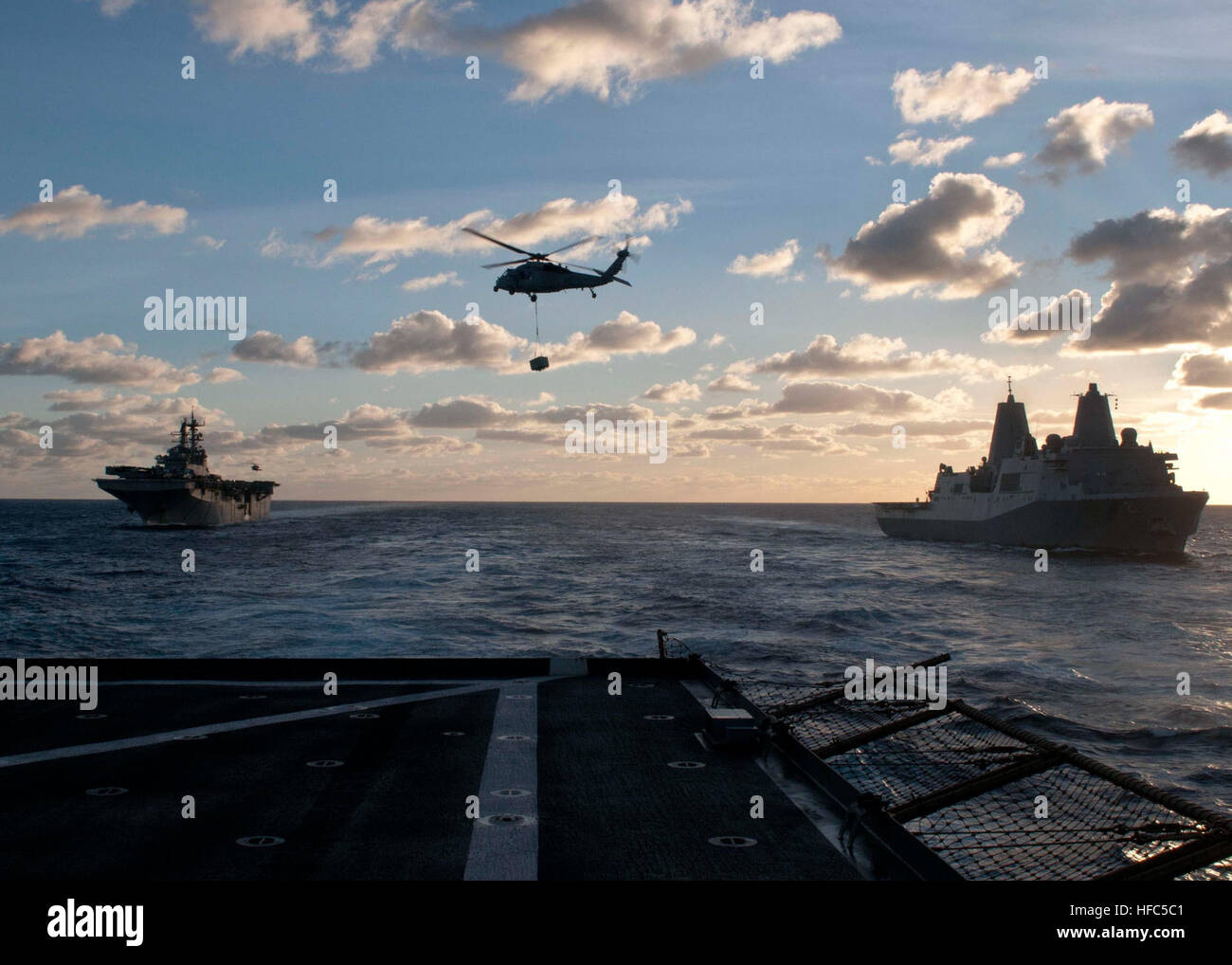 The USS Iwo Jima (LHD 7), USS New York (LPD 21), and USS Gunston Hall ...