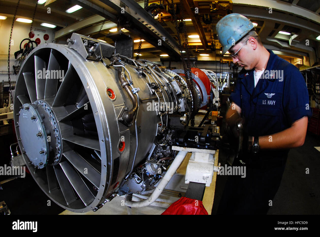 U.S. Navy Aviation Machinist's Mate 2nd Class Shaun Elling, prepares an ...