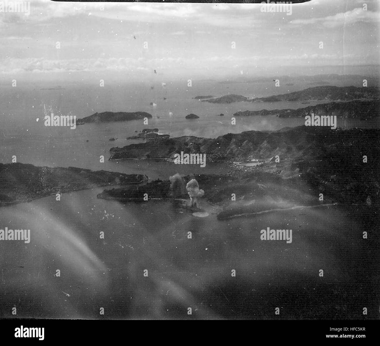 Japanese battleship Ise burning at Kure 28 July 1945 Stock Photo - Alamy