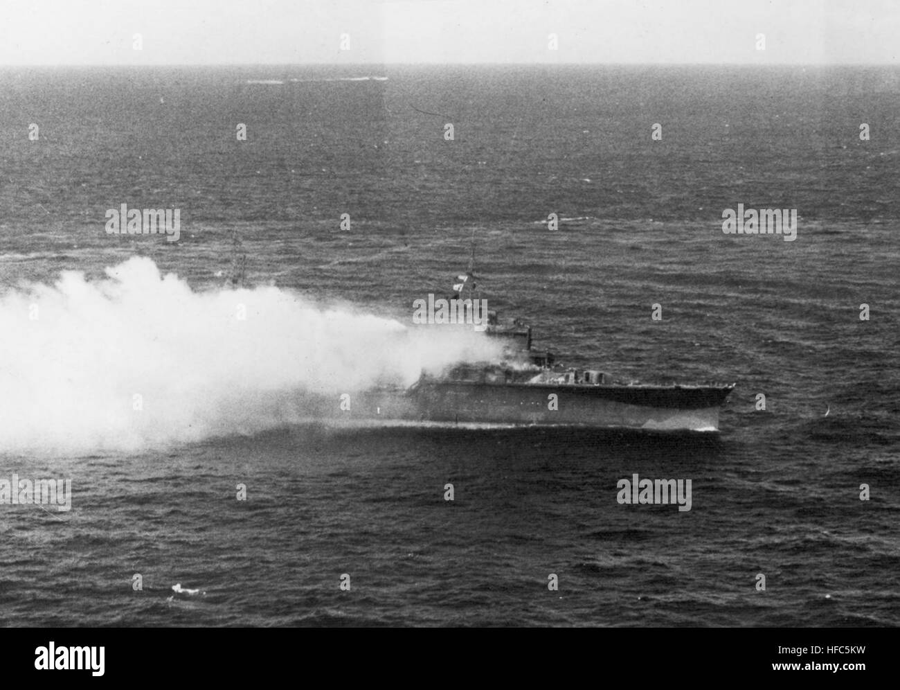 Japanese cruiser burning off Truk 1944 Stock Photo - Alamy