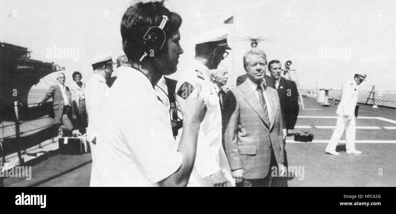 Jimmy Carter aboard USS Mississippi (CGN-40) on 5 August 1978 Stock ...