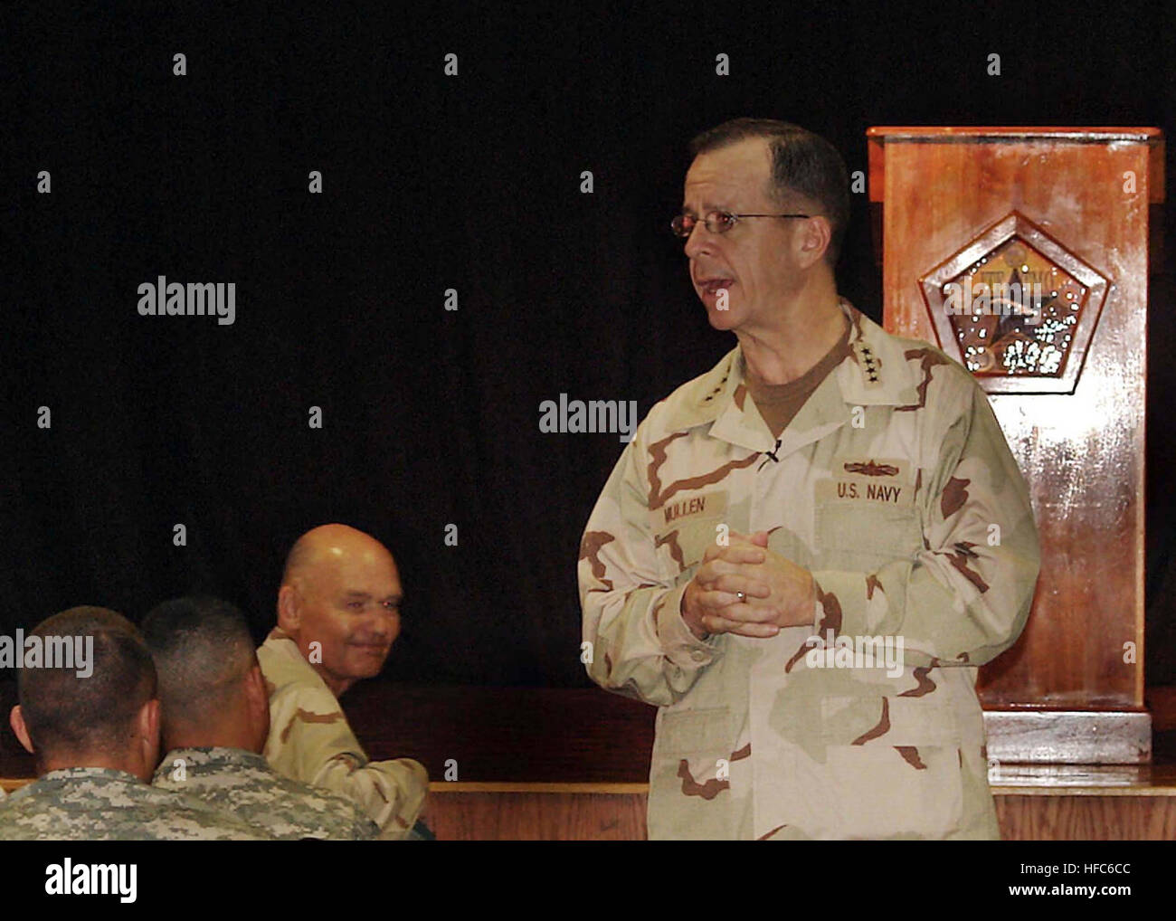 Joint Chiefs of Staff Chairman Adm. Michael G. Mullen engages a ...