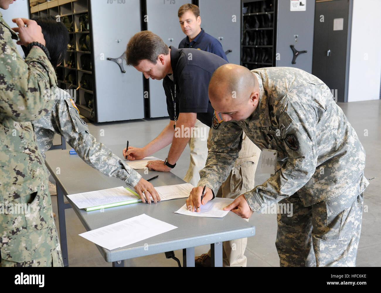 Members from Joint Task Force Civil Support complete paperwork prior to ...