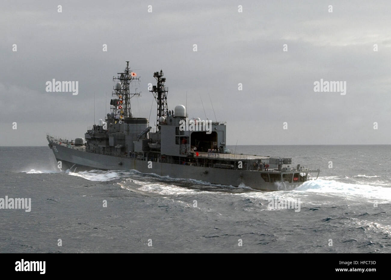 A port side stern view showing the Japanese Maritime Self Defense Force ...