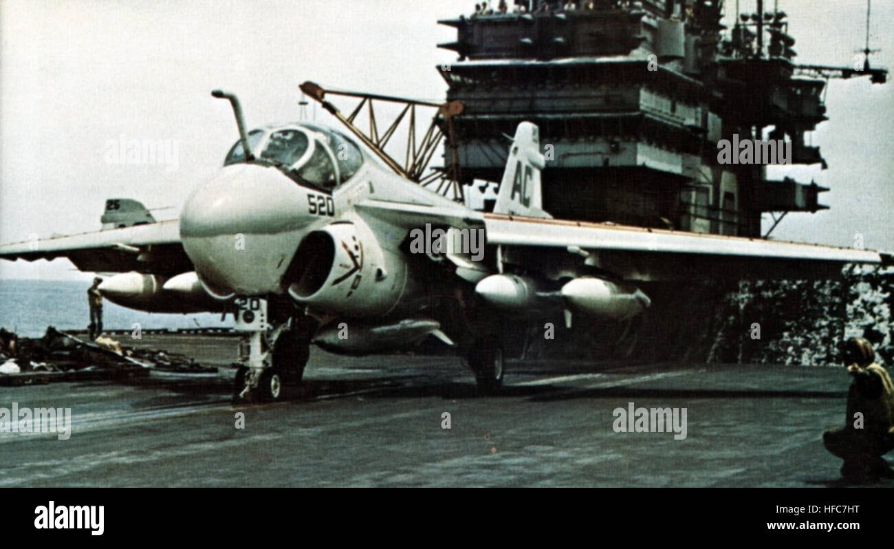 KA-6D VA-75 on cat of USS Saratoga (CVA-60) c1972 Stock Photo - Alamy