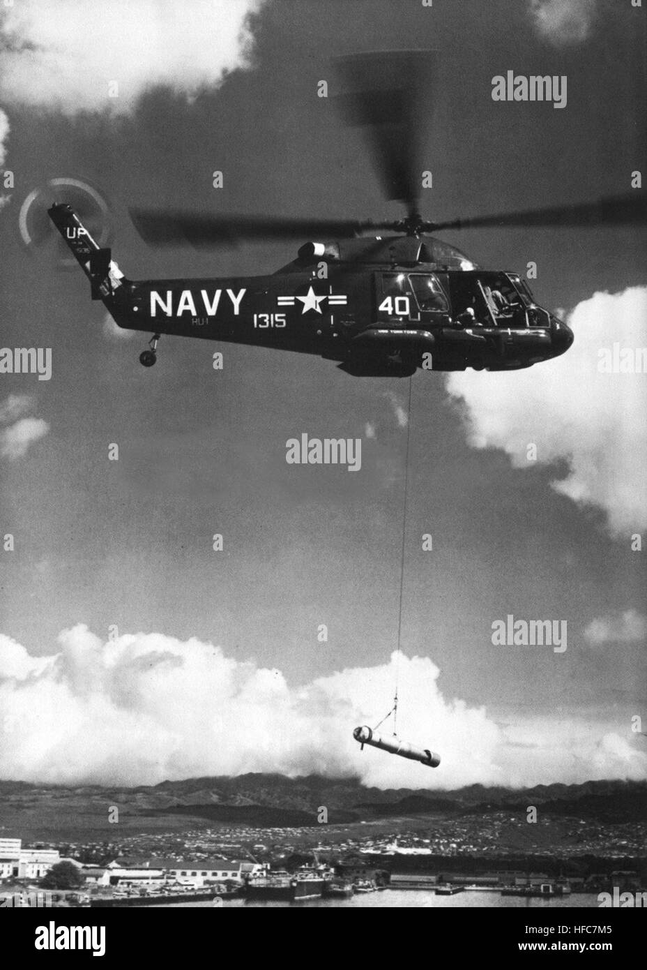 Kaman UH-2B Seasprite of HU-1 lifting a torpedo c1965 Stock Photo - Alamy