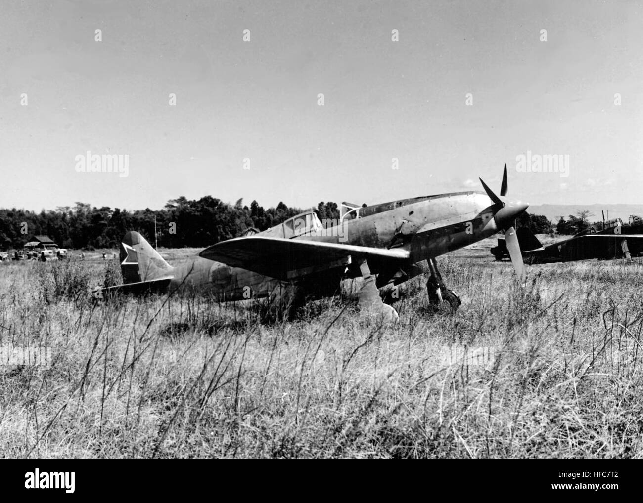 A Kawasaki Ki-61 aircraft is stationed at Kengun Airfield in 1945 ...