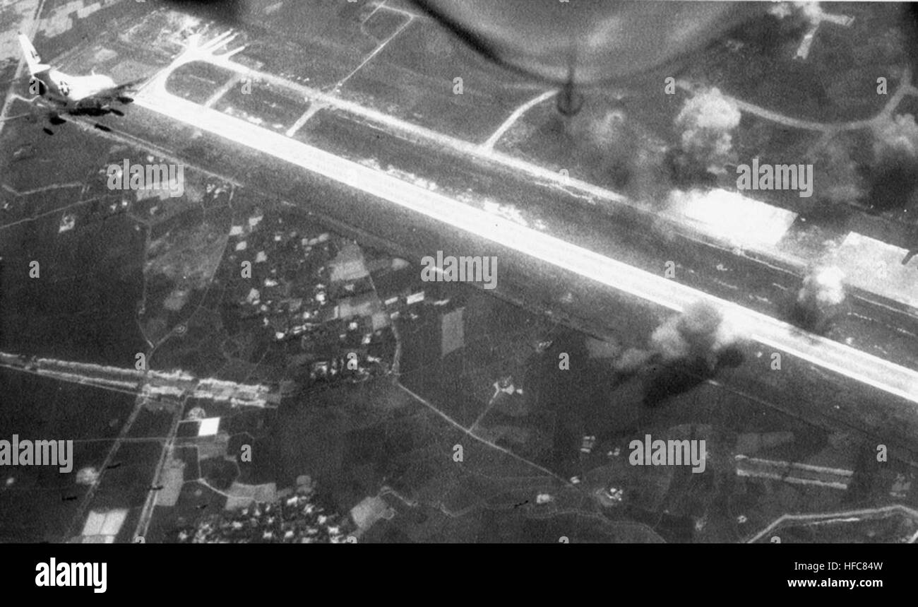 Kien An air base under attack by US Navy Skyhawks in October 1967 Stock ...
