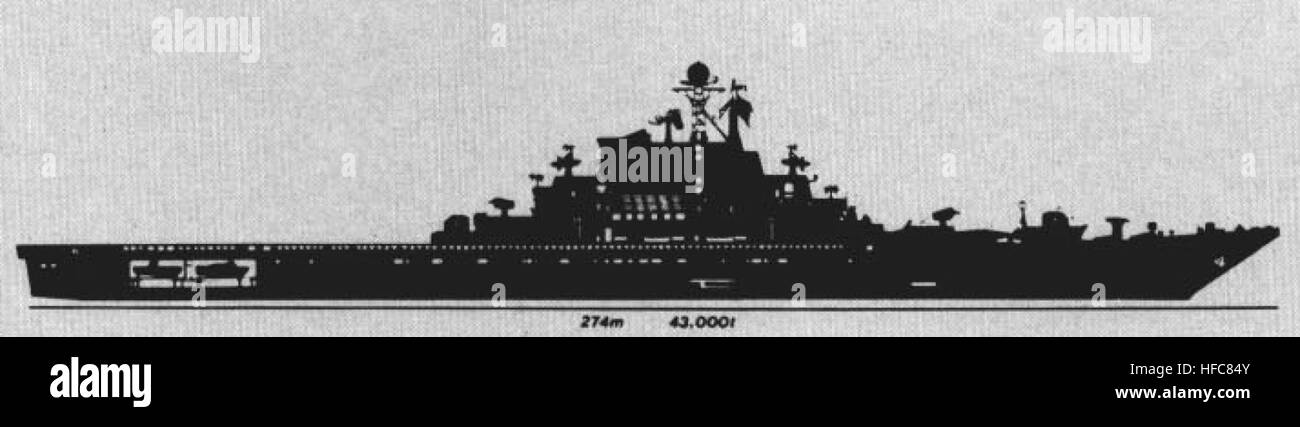 Kiev class aircraft carrier profile 1986 Stock Photo - Alamy