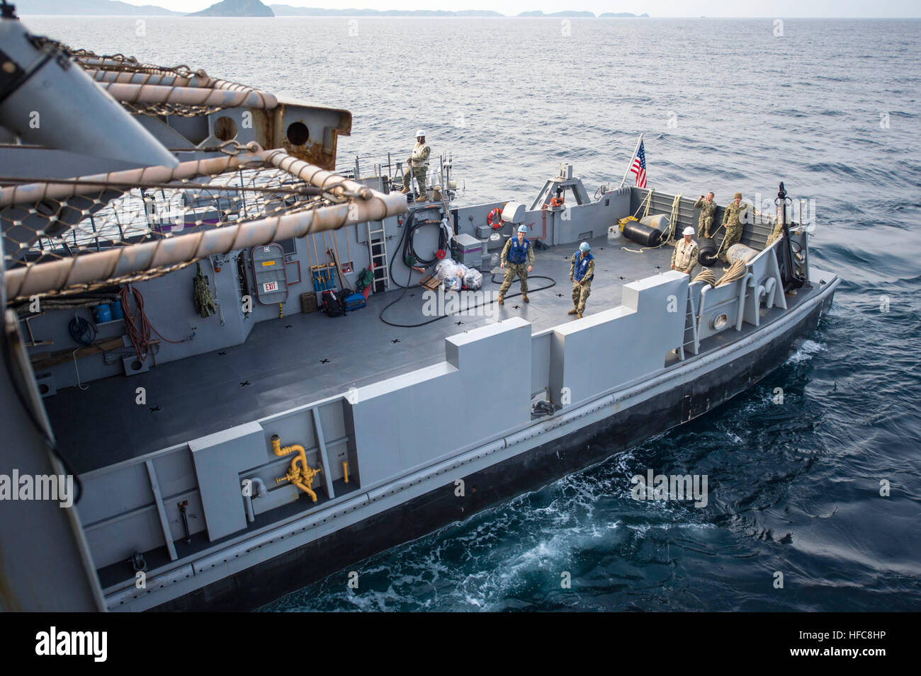 Landing Craft Utility (LCU) 1666 exits the well deck of Austin-class ...