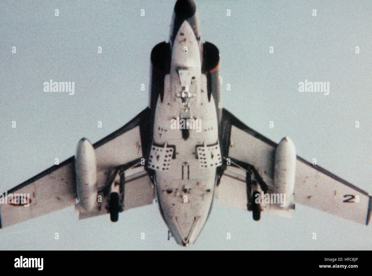 A view of the undercarriage of a Super Entendard aircraft as it ...
