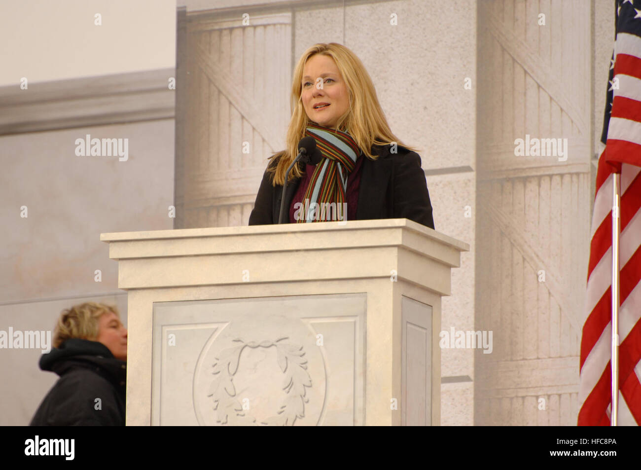 Laura Linney speaks at the Lincoln Memorial on the National Mall in ...