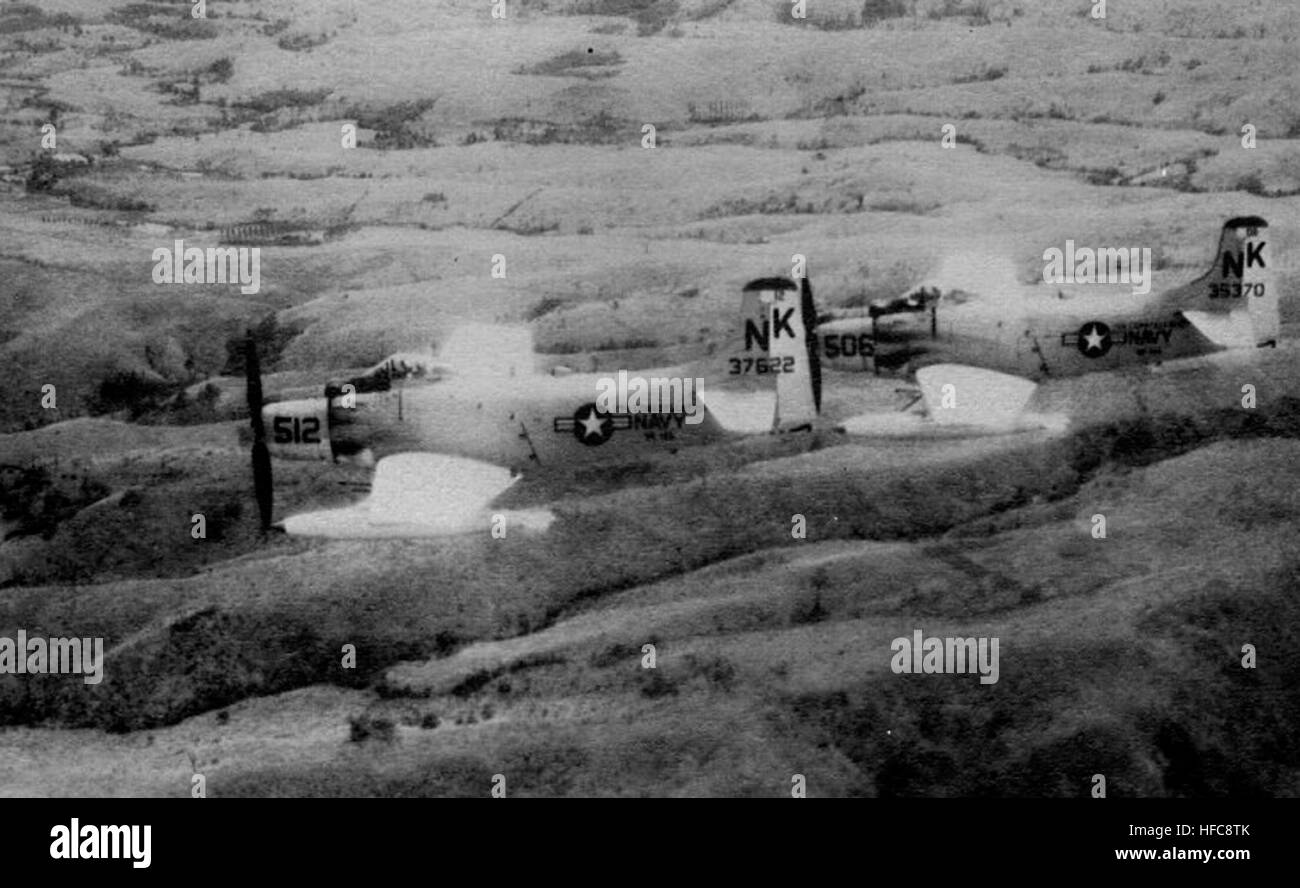 A-1H Skyraiders of VA-145 in flivht c1964 Stock Photo - Alamy
