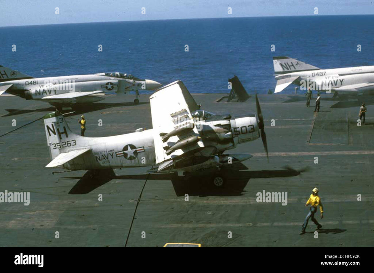 An A-1H Skyraider assigned to VA-115 operates from the aircraft carrier ...
