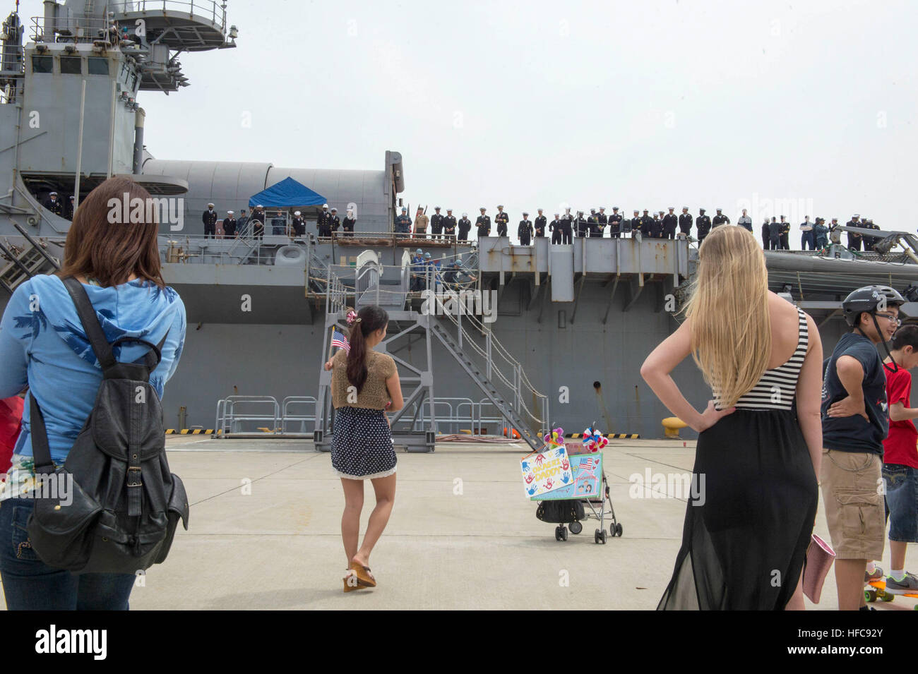 Family and friends of Sailors attached to Austin-class amphibious ...