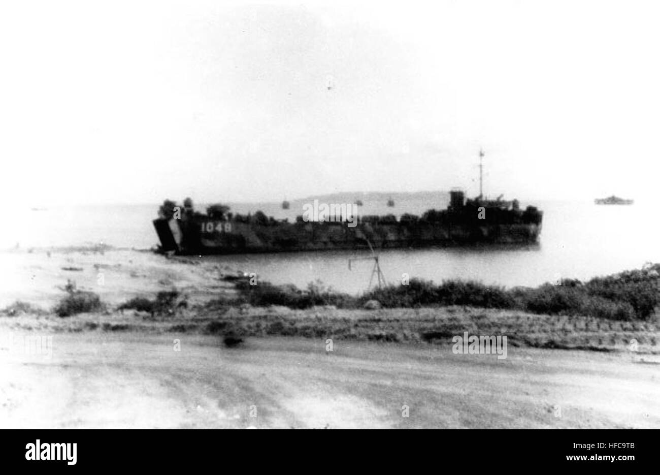 LST beached at Tinian Stock Photo - Alamy
