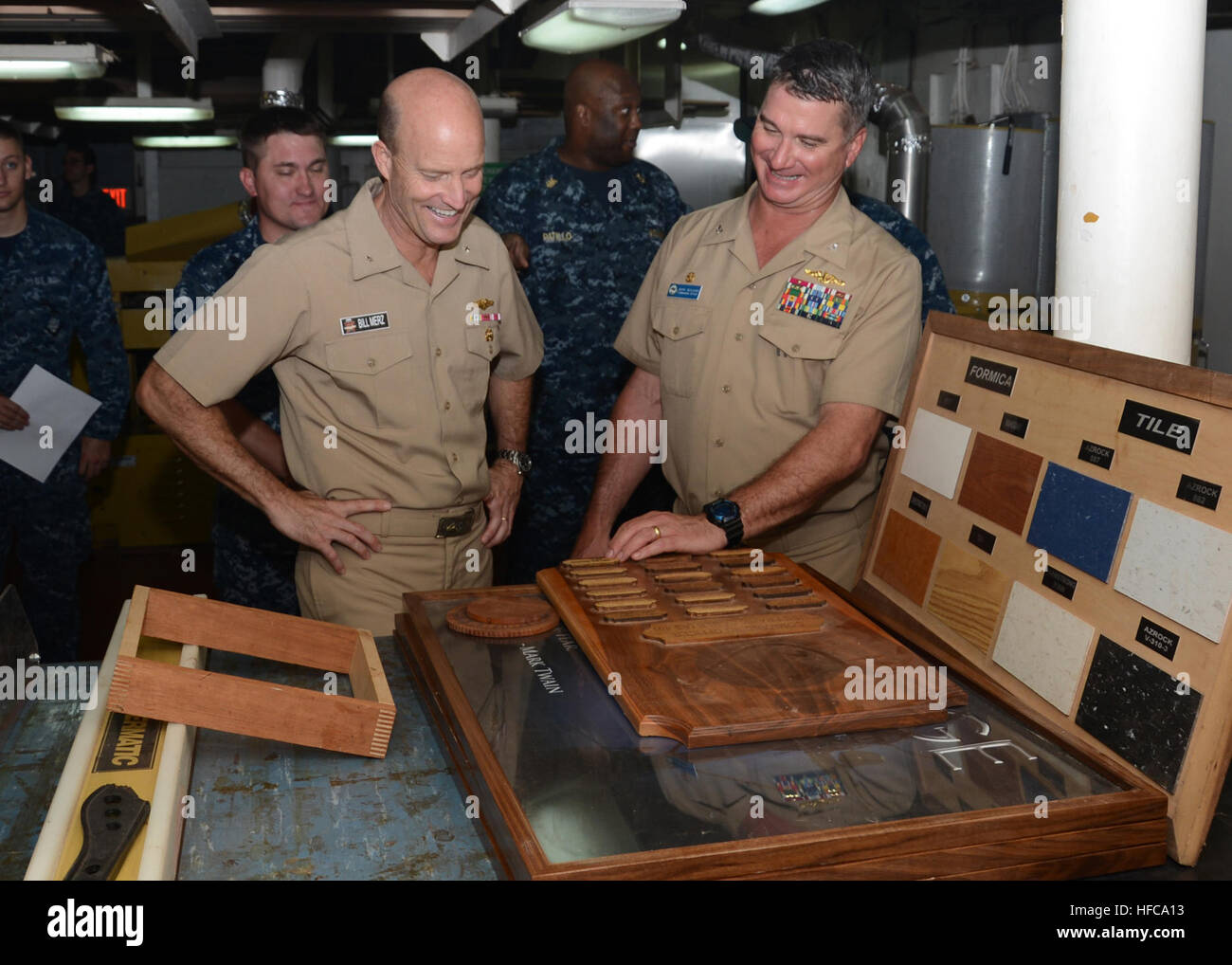 POLARIS POINT, Guam (May 8, 2015) Rear Adm. William Merz, left ...