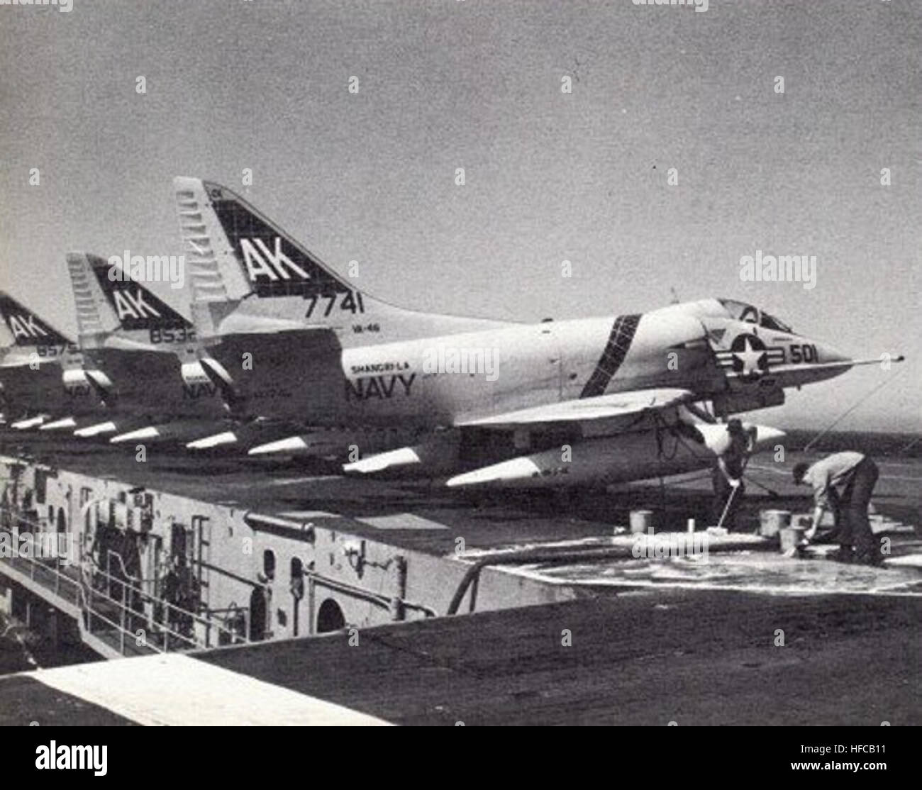 A-4C Skyhawks of VA-46 on USS Shangri-La (CVA-38) in 1965 Stock Photo ...