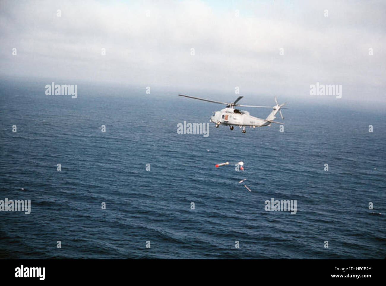 Mark 46 torpedo being launched by SH-60 Seahawk (wide field Stock Photo ...