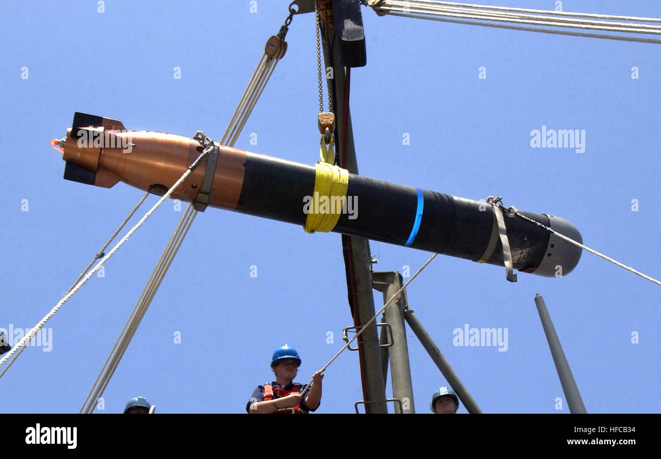 A Mark 50 torpedo, a submarine-launched anti-submarine weapon, is ...