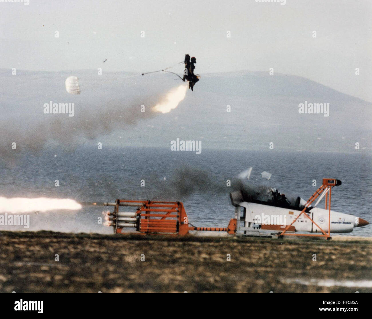 Martin-Baker ejector seat test for Pilatus PC-9 Mk 2 c1993 Stock Photo ...